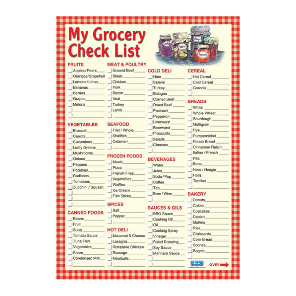 Buy DMC 50 Sheets Grocery Check List Pad Food Check List Assorted 1 ...