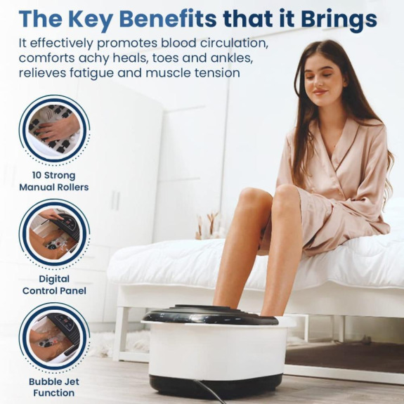Buy Dr Physio Electric Foot Spa Pedicure Massager Machine with Digital Screen Bubble 10 Massage Roller Heat for Pain Relief 1025 Black in Dubai UAE WEE 00065209