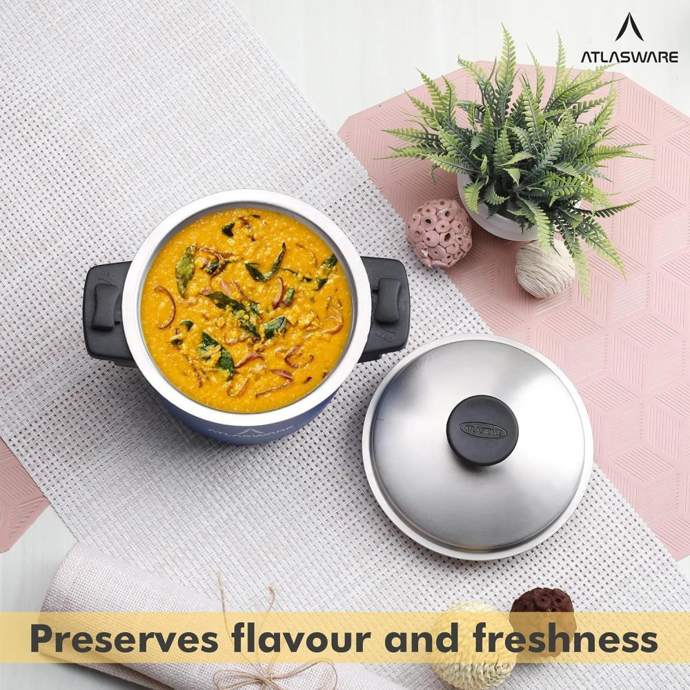 Buy Atlasware Made in India Stainless Steel Casseroles Feature with ...