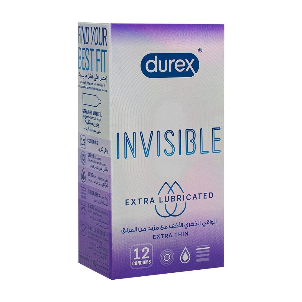 Buy Durex / Condoms, Invisible, Extra thin, Extra lubricated, 12 pcs in Dubai, UAE | WEE (00001008)